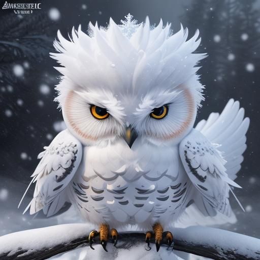 Cute Angry Snow Owl - made by dreamshaperV8 - AI Generated Artwork ...