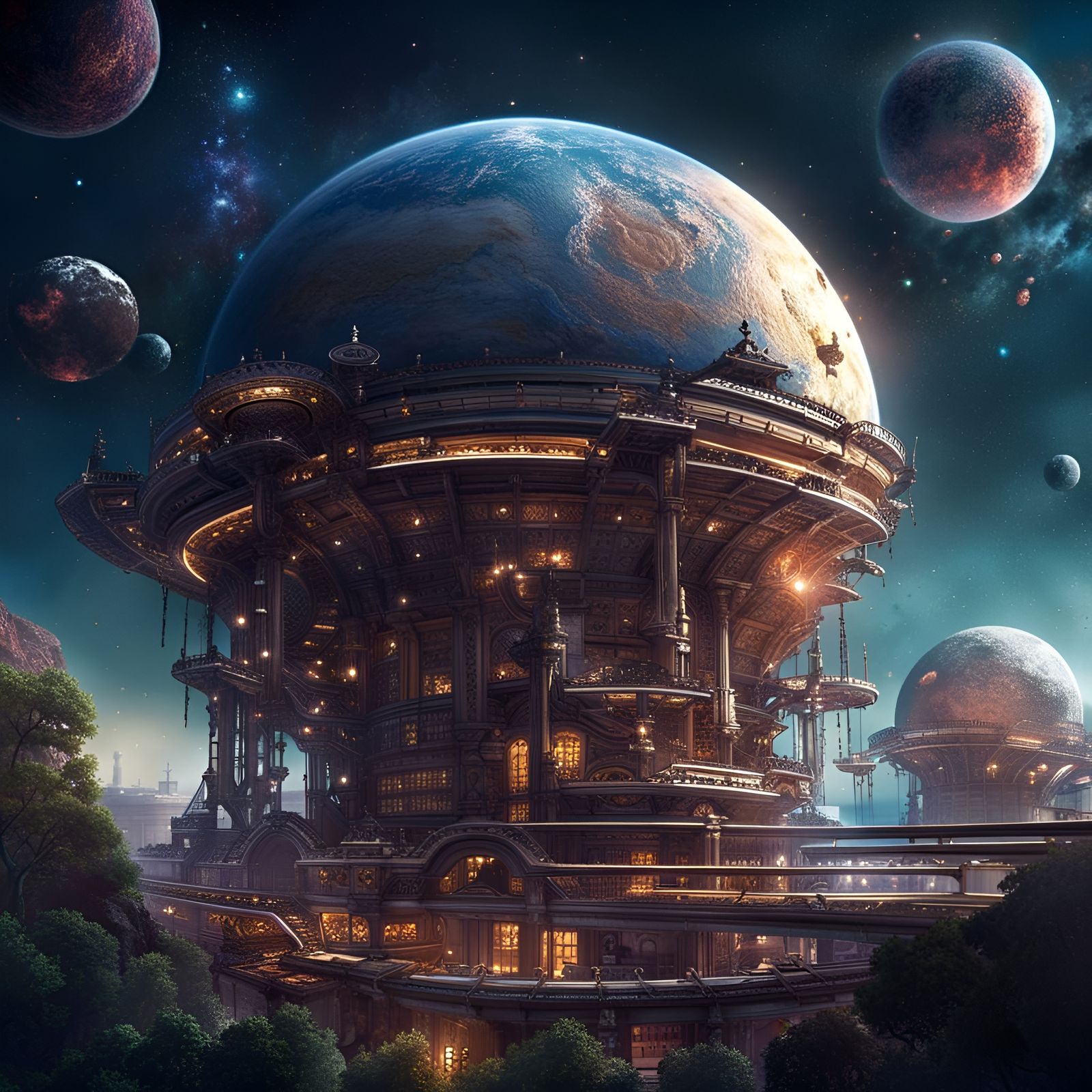 A Hidden InterGalactic City - AI Generated Artwork - NightCafe Creator