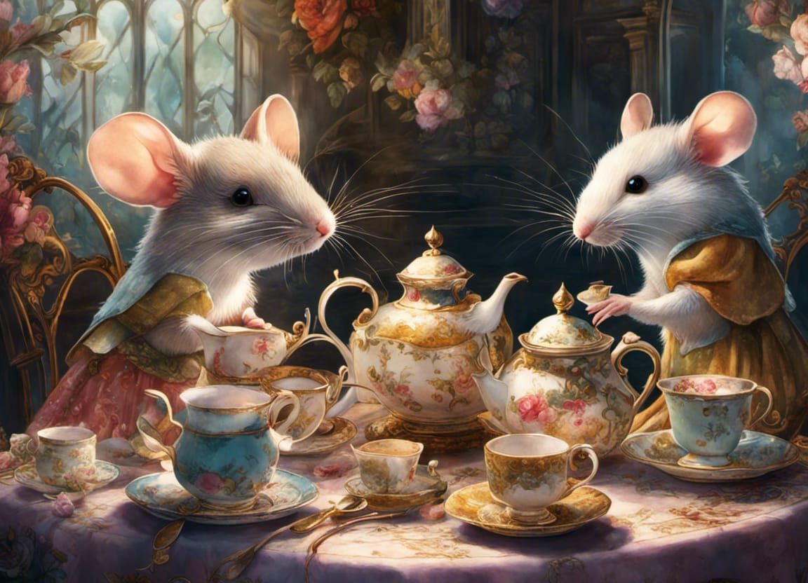 Mouse tea party - AI Generated Artwork - NightCafe Creator