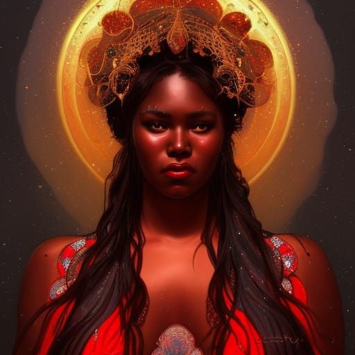 Goddess of Hatred - Wrathful Celestial Goddess Portrait in H...