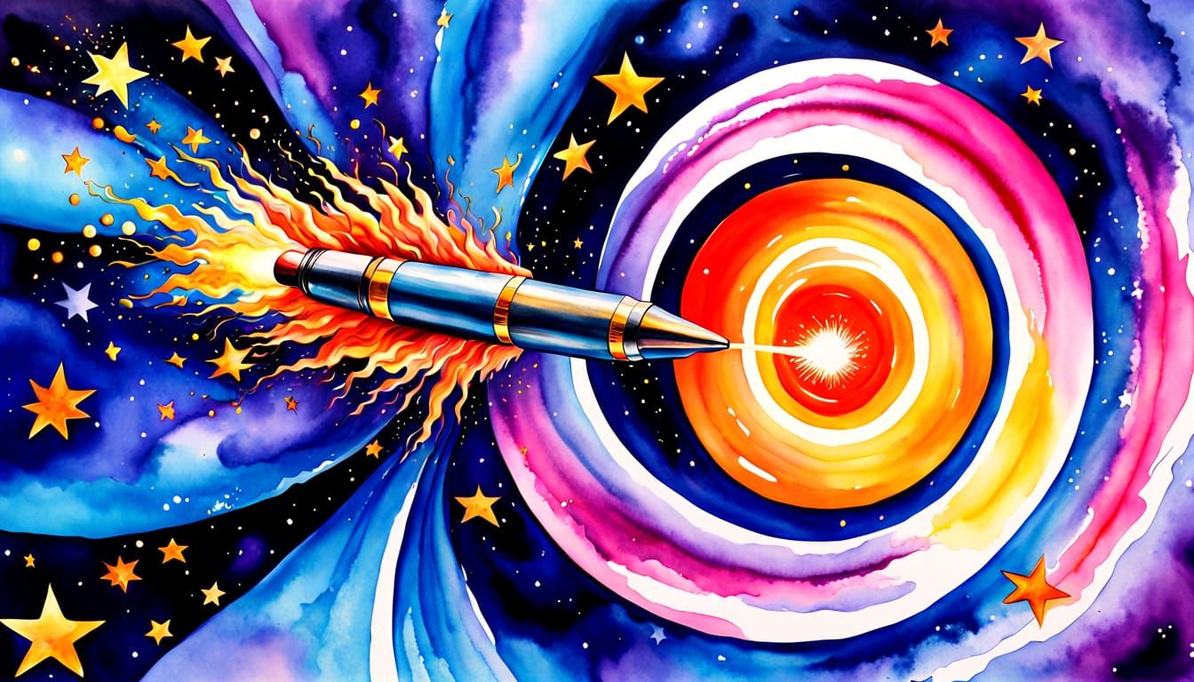 Cosmic Bullet in Vortex of Stars - AI Art