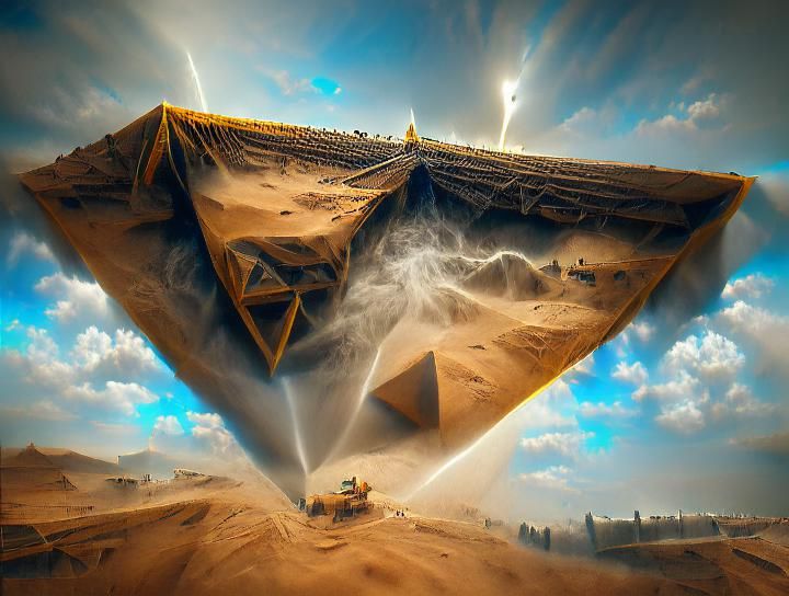 the pyramid turns upside down drilling : r/nightcafe