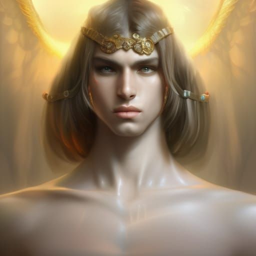 Extravagant angelic super male model princes of heaven gold accessories ...