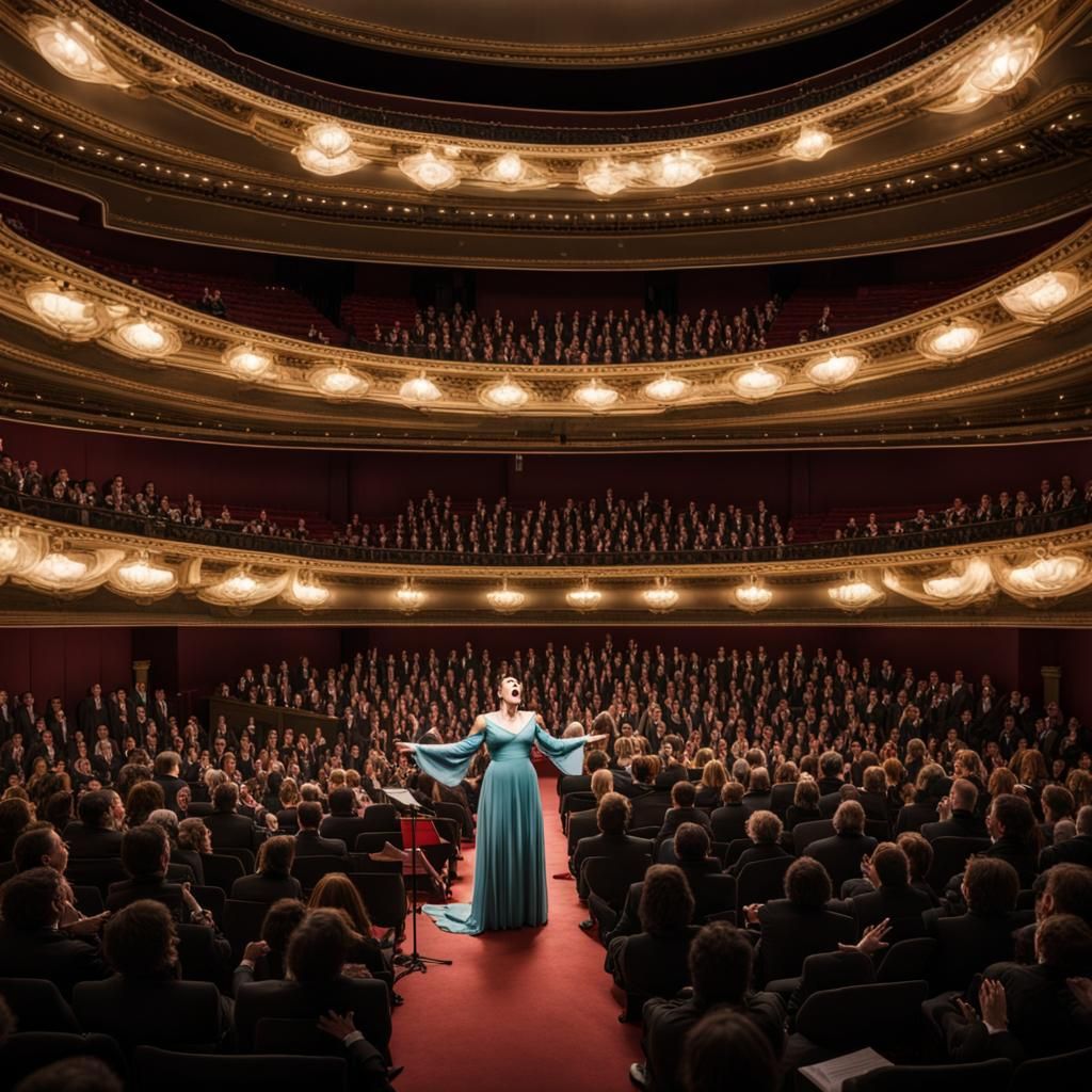 Opera singer singing in a large theatre with full audience - AI Generated Artwork - NightCafe ...
