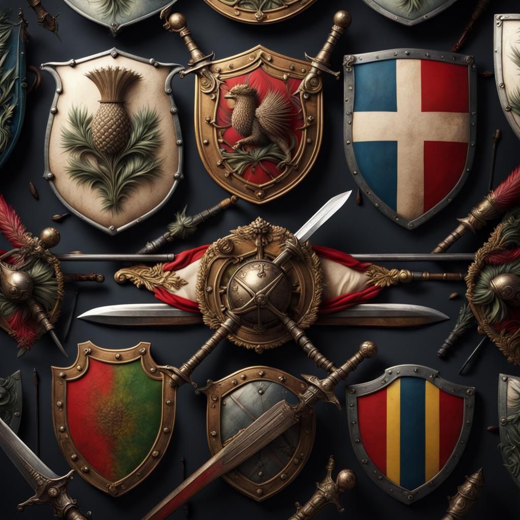 Shields of Glory & Reign - AI Generated Artwork - NightCafe Creator
