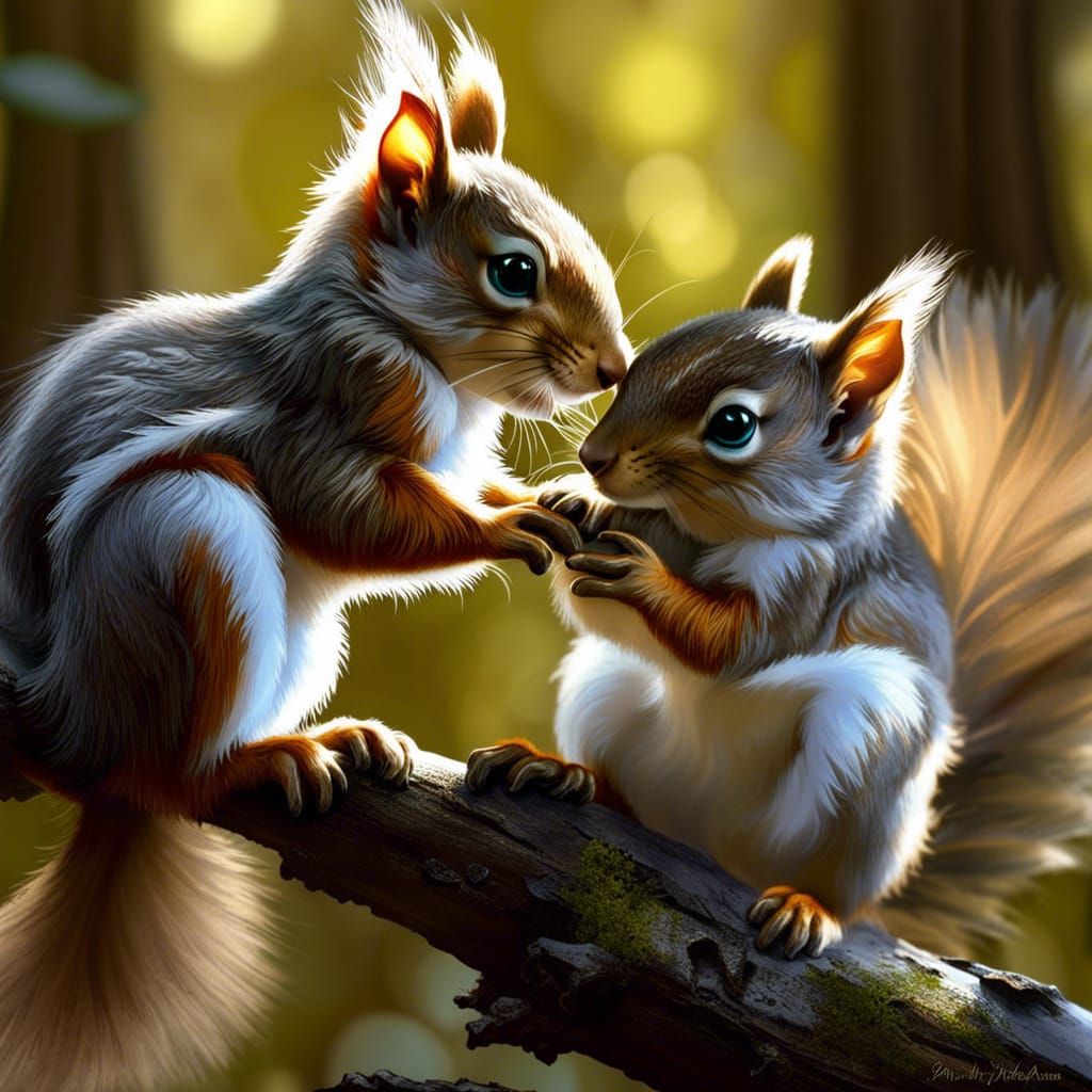 Two cute squirrels - AI Generated Artwork - NightCafe Creator