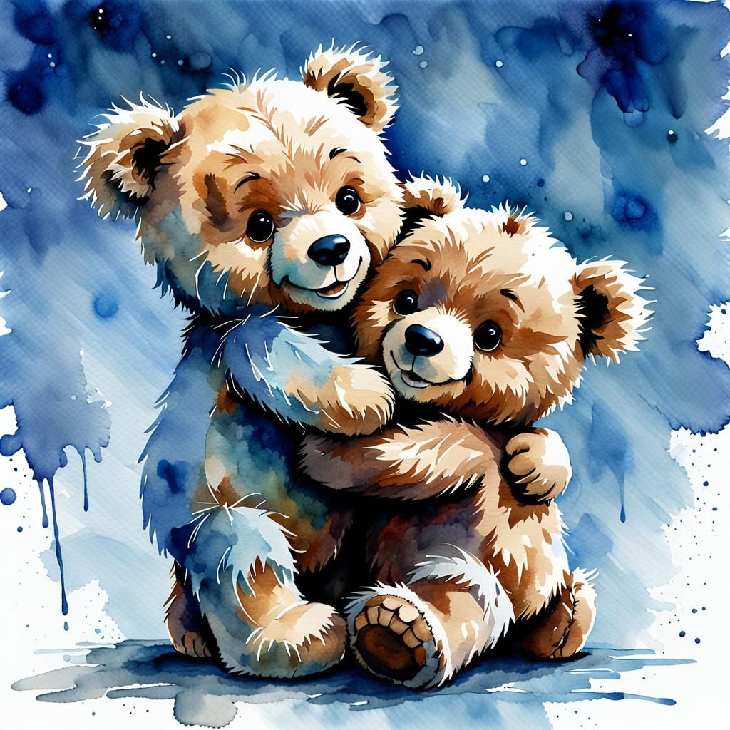 Hugging Teddy Bears - AI Generated Artwork - NightCafe Creator