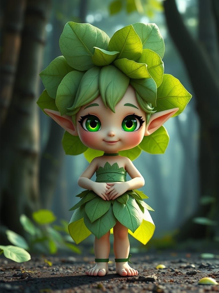 Whimsical Lettuce-Elf in Zbrush Style Fantasy Art - AI Art