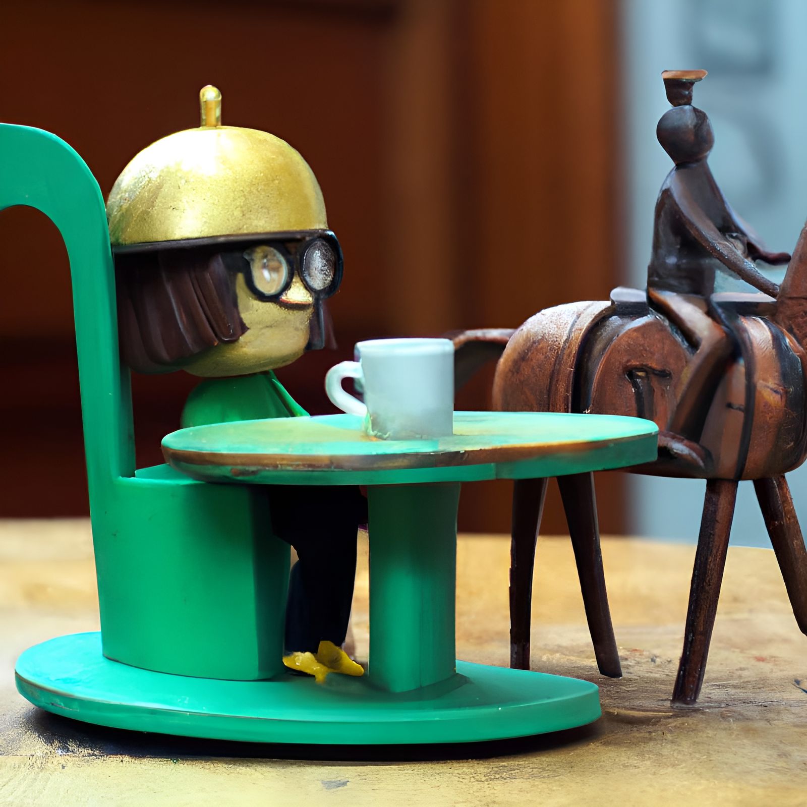 Mini Tina having mini coffee - AI Generated Artwork - NightCafe Creator