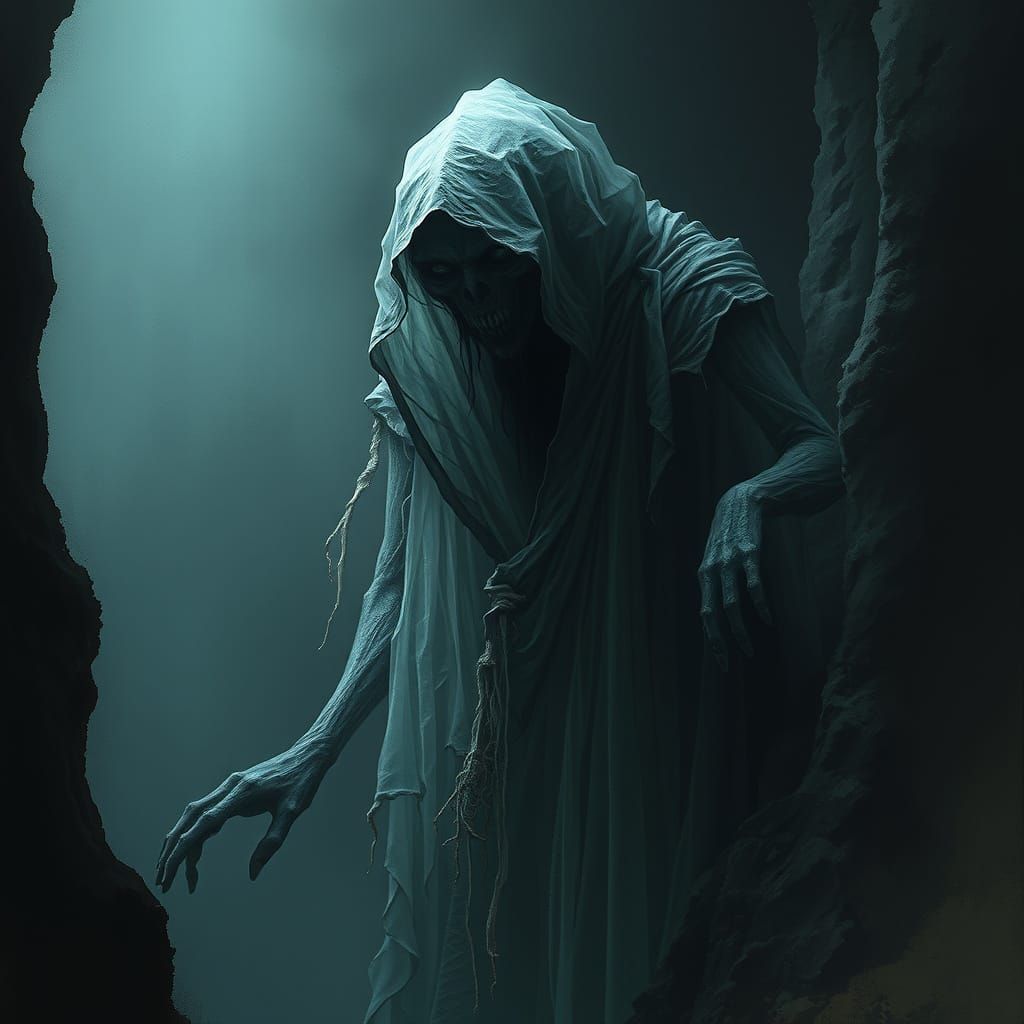 creepy ghost - Ethereal Gothic Specter in Dark Shadows