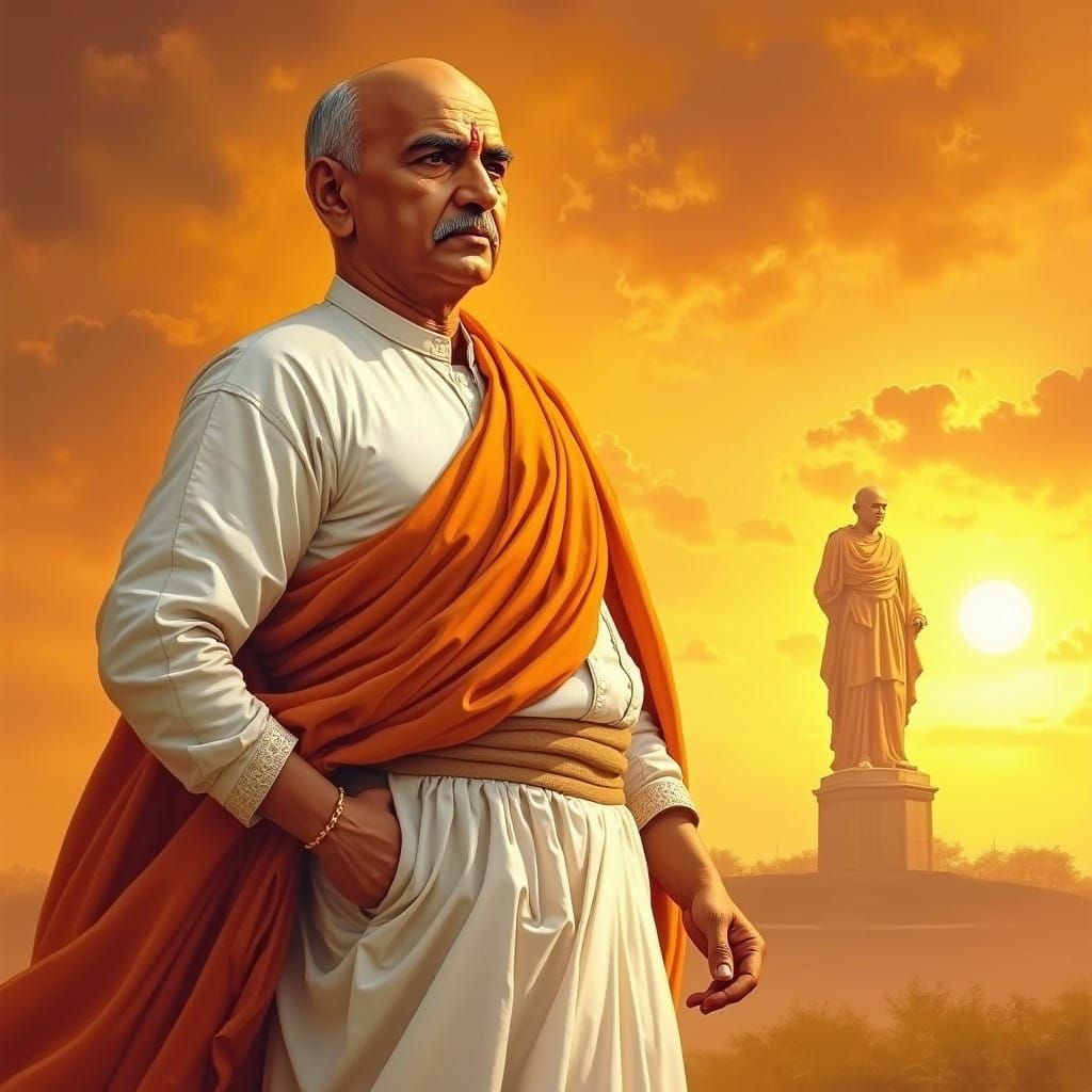 Vibrant Heroic Portrait of Sardar Vallabhbhai Pate... - AI Art