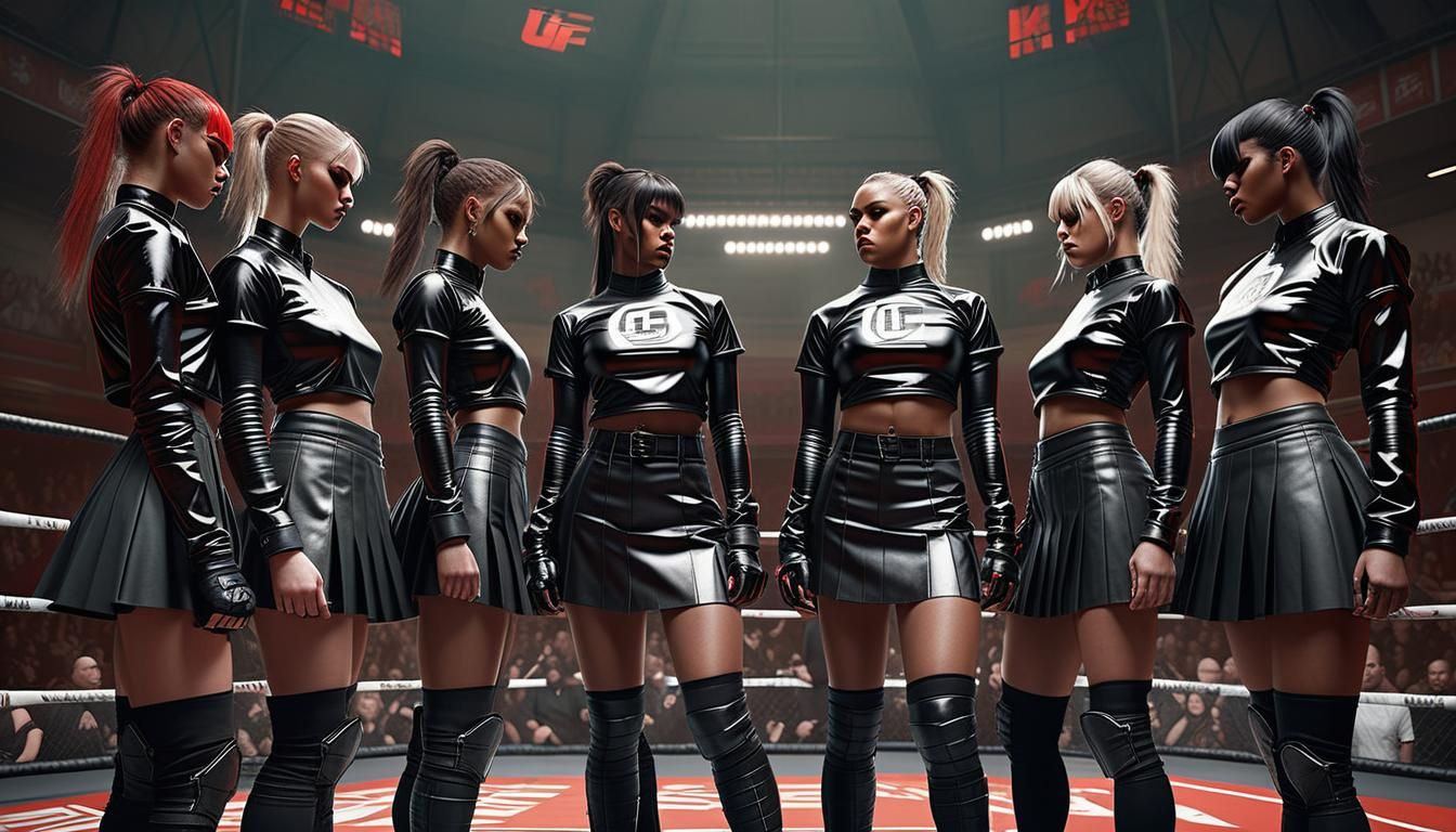 Several sixth form female Satanic students wearing reflective leather ...