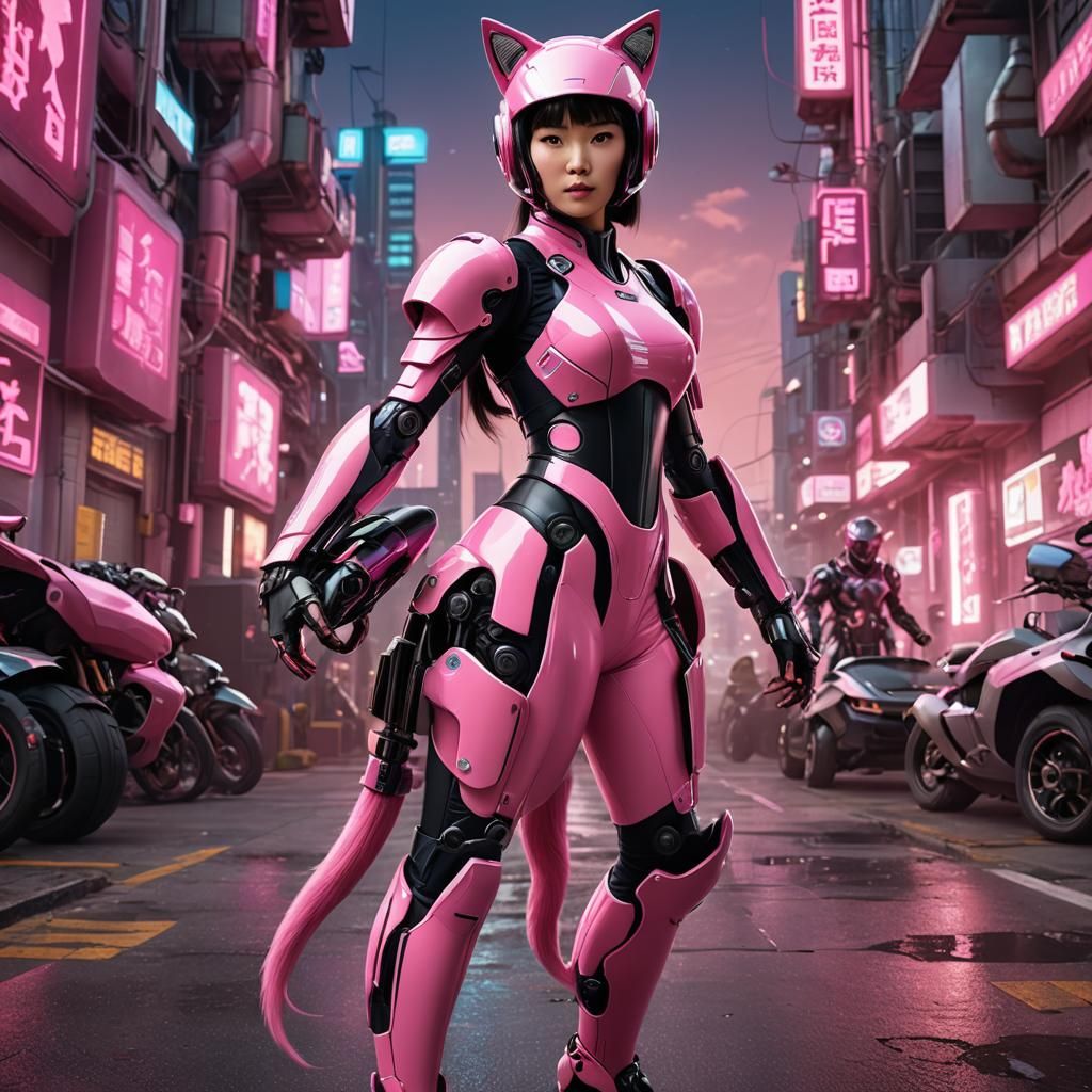 Cyber PinkCat - AI Generated Artwork - NightCafe Creator