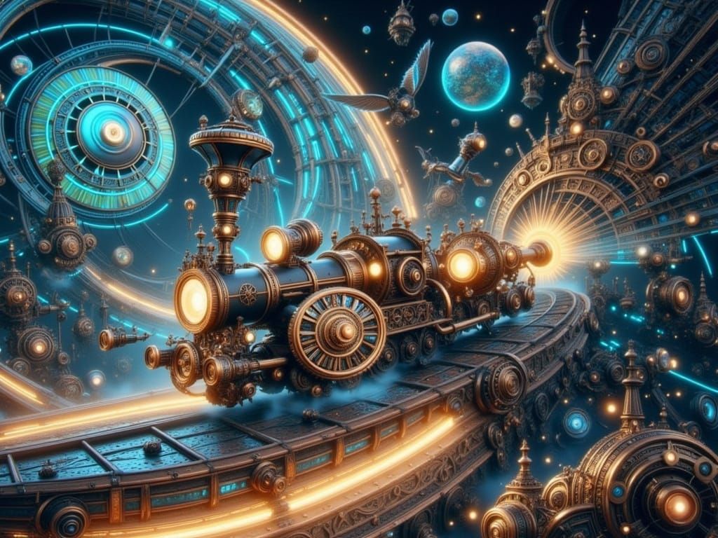 Celestial Steampunk Being in Victorian London - AI Art
