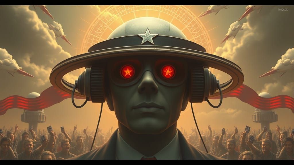 Dystopian Future Propaganda Art in a Cyberpunk Sty... - AI Art