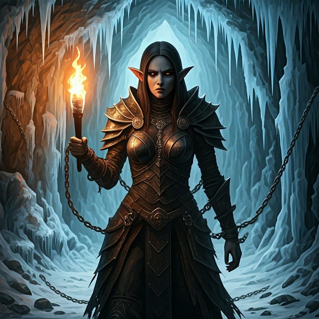 Torch,dark Elf,cave,ICE,web,chains - Dark Elf Maiden in Tatt...