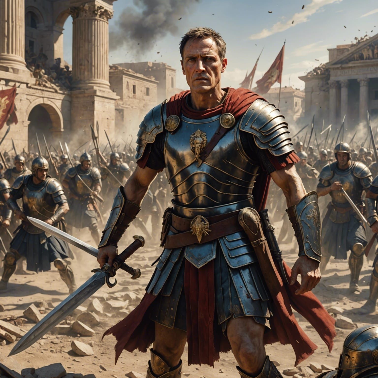 Julius Caesar in the heat of battle - AI Generated Artwork - NightCafe Creator