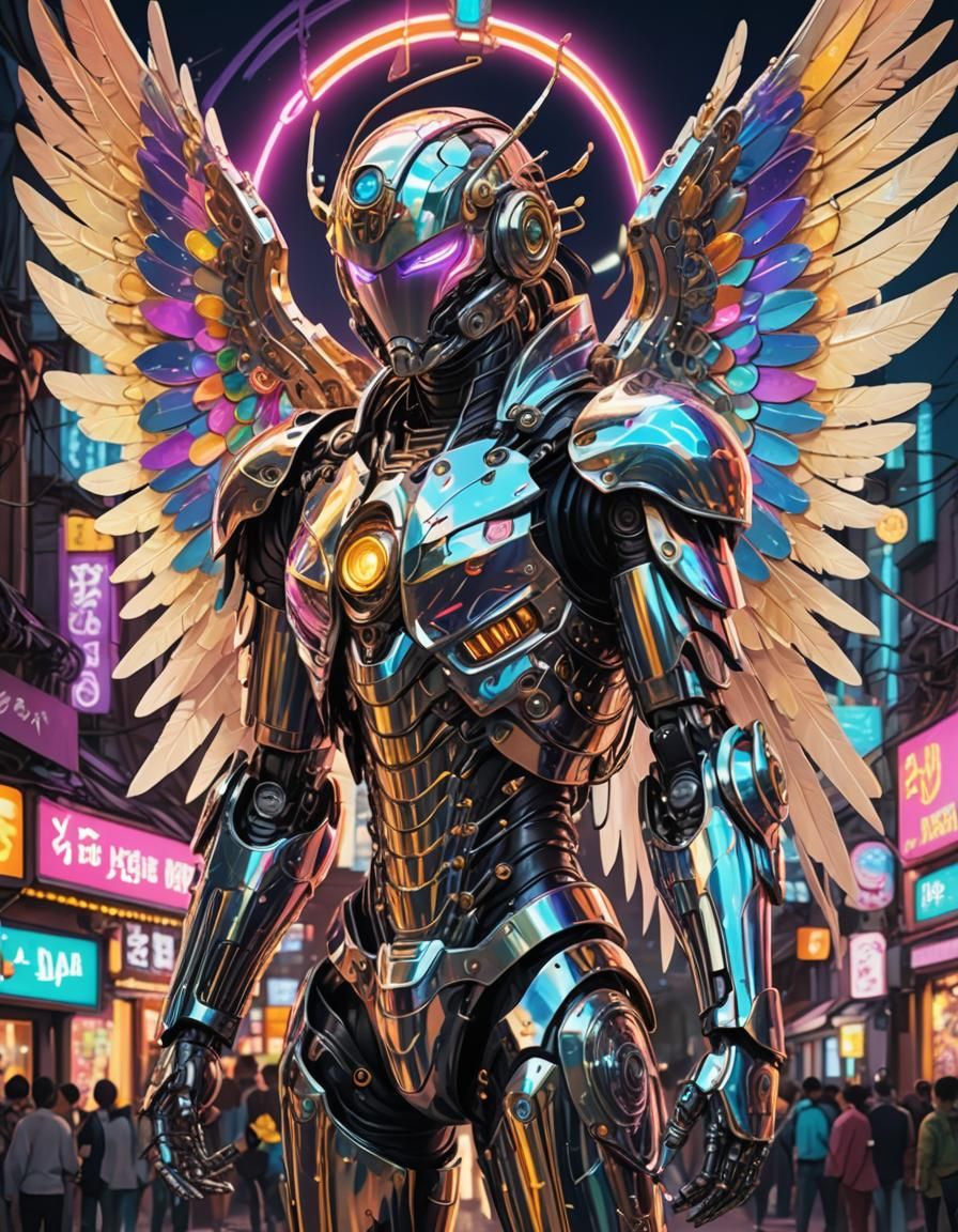 (intricately detailed fantasy artwork of a amazing transcendent cyborg ...