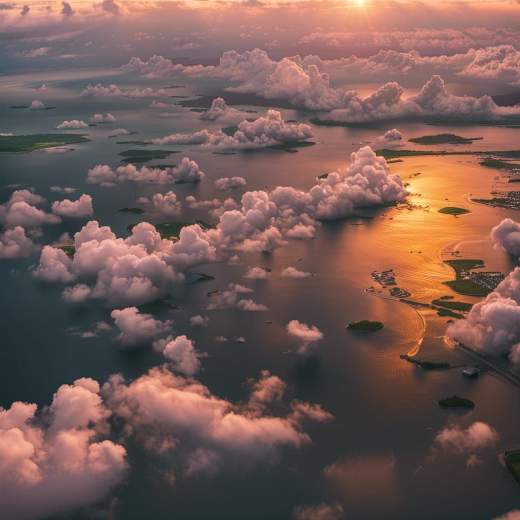 stunning sunset at Belize aerial view - AI Generated Artwork ...