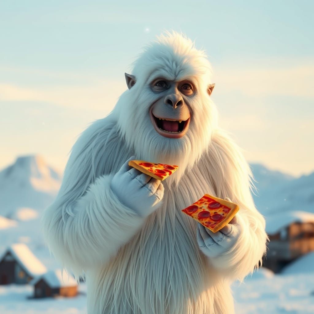 Snow White Yeti in Arctic Bliss - AI Art