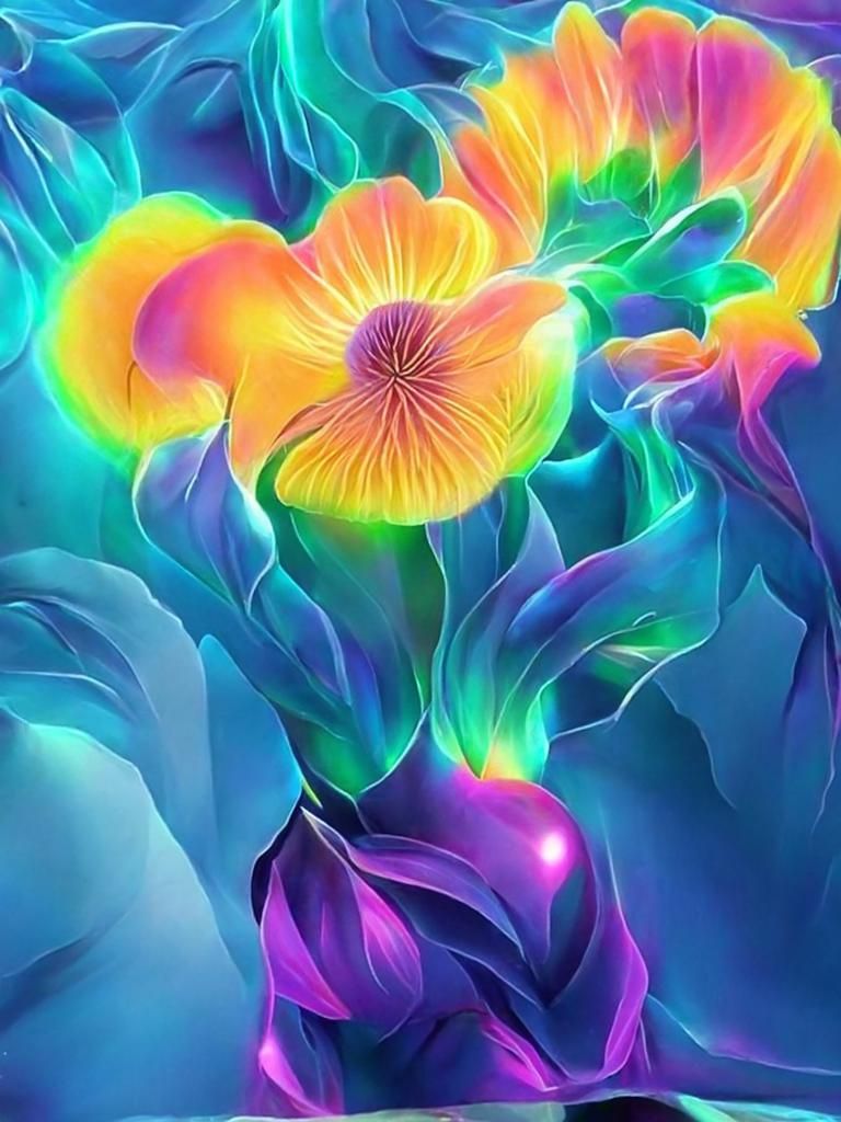 beautiful Glowing Flowers in a vase - AI Generated Artwork - NightCafe ...
