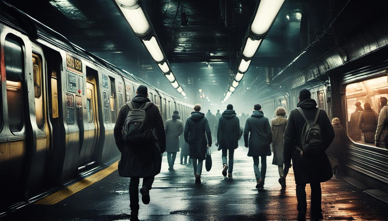 City of Shadows: Glimpsing the Subway Below - AI Art