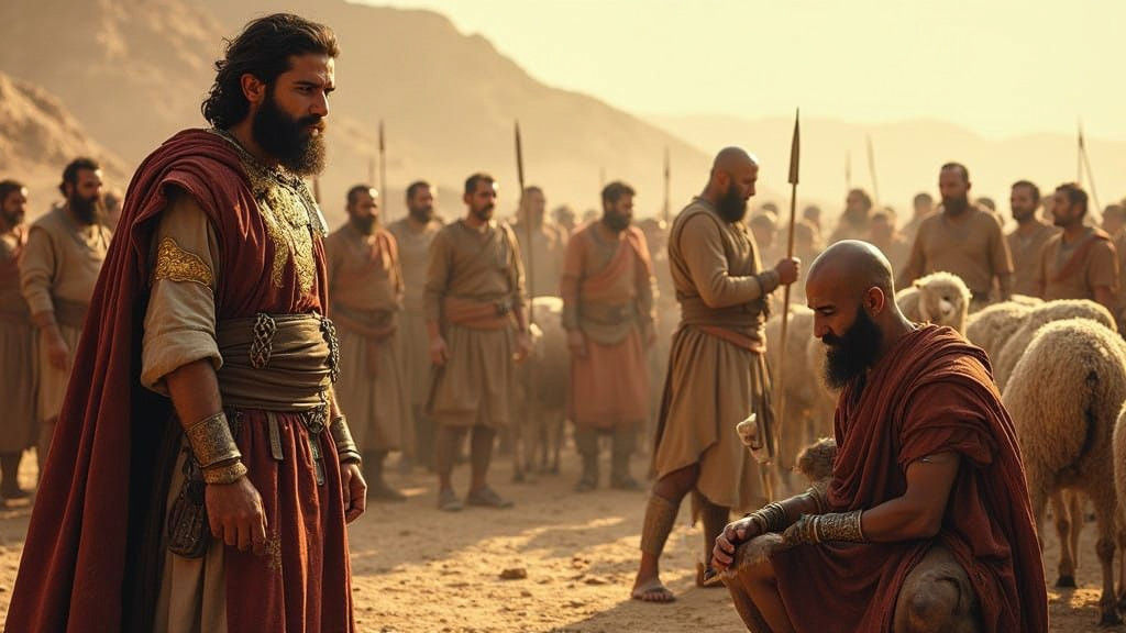 Ancient King Shaul of Judah Surrounded by Hebrew S... - AI Art