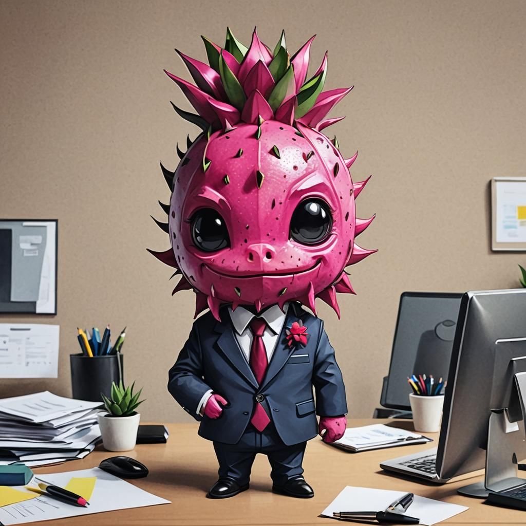 cute chibi dragonfruit wearing a business suit in an office - AI Generated Artwork - NightCafe ...