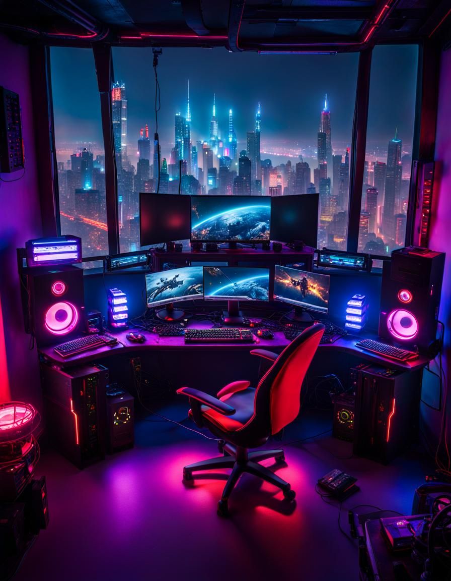 PC gaming setup - AI Generated Artwork - NightCafe Creator
