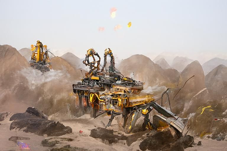 Sci-fi alien machines mining for gold by Alayna Danner Dang My Linh ...