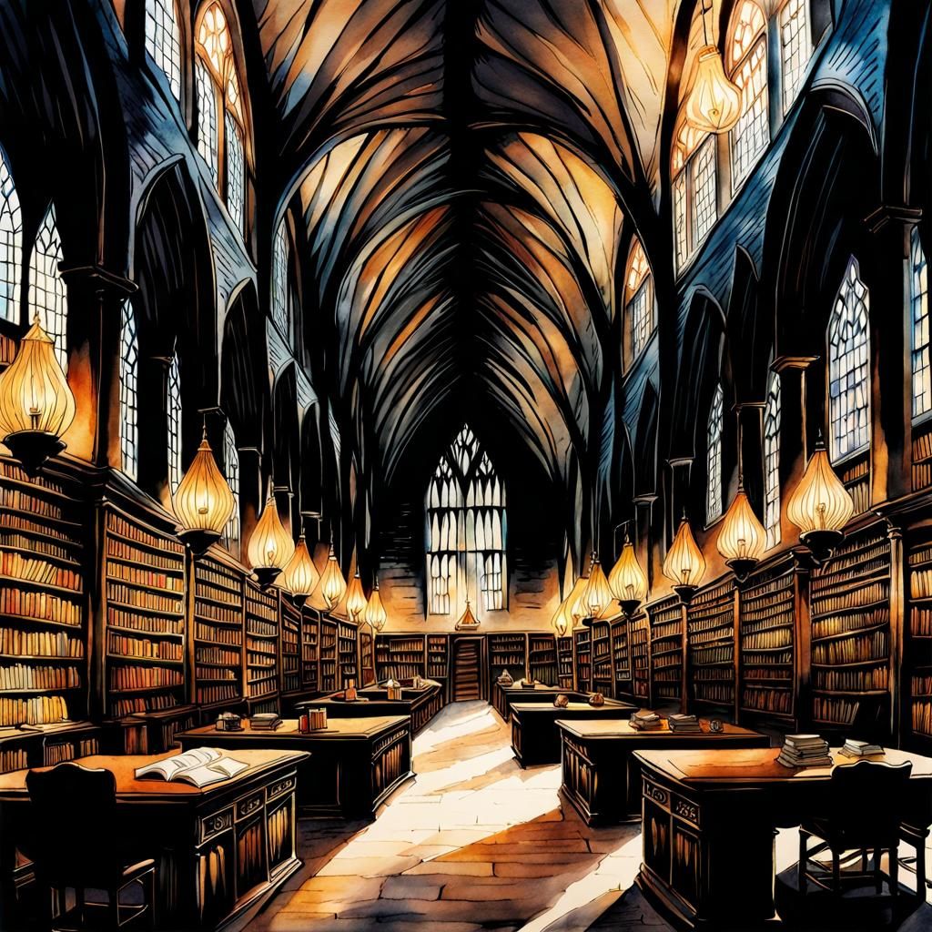 Hogwarts library - AI Generated Artwork - NightCafe Creator