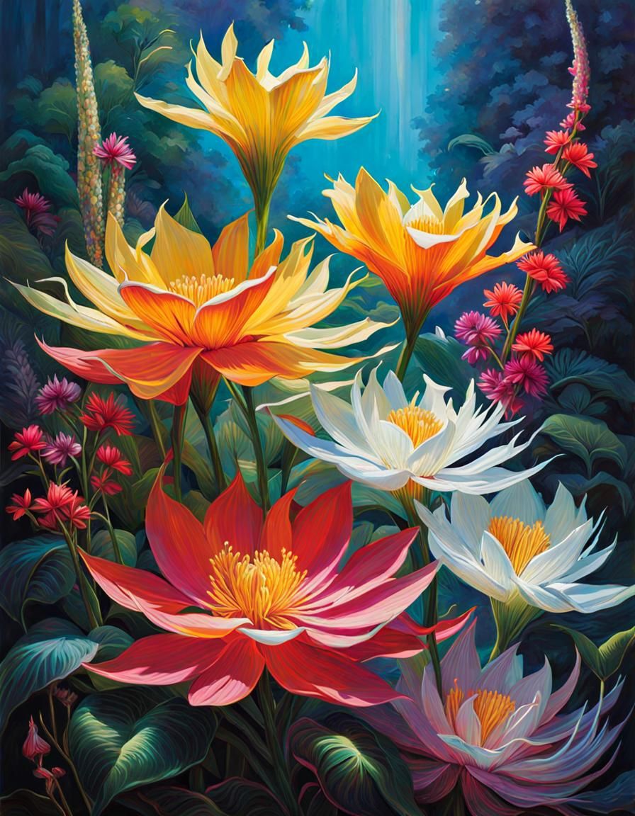 Magical flowers - AI Generated Artwork - NightCafe Creator