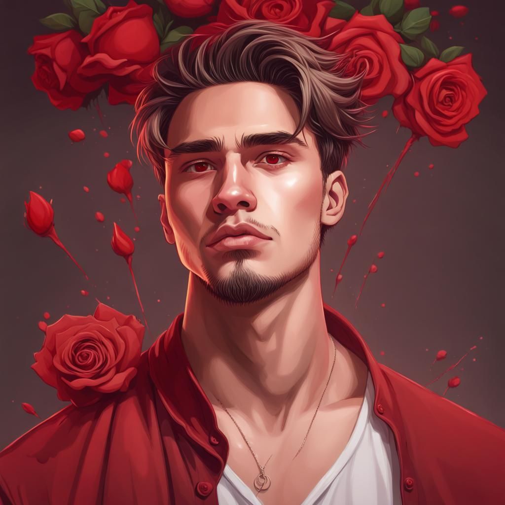 Bloody exploding roses but make it a hot guy 😙🌹🌹 - AI Generated Artwork - NightCafe Creator