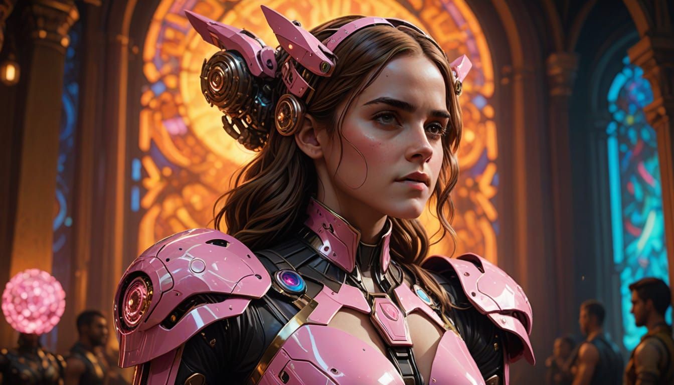 Bronze Robot Goddess of Wonder in Golden Hour - AI Art