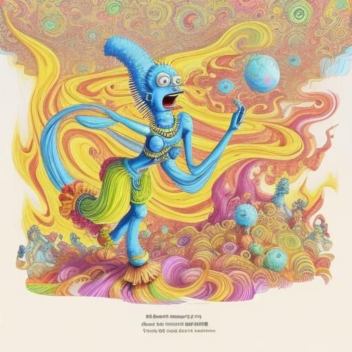 Psychedelic drawing of Marge Simpson alien war - AI Generated Artwork - NightCafe Creator