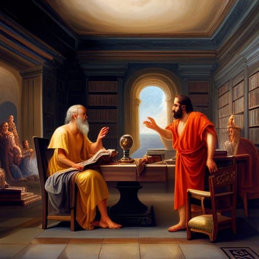 Plato and Socrates discussing wisdom - AI Generated Artwork - NightCafe ...