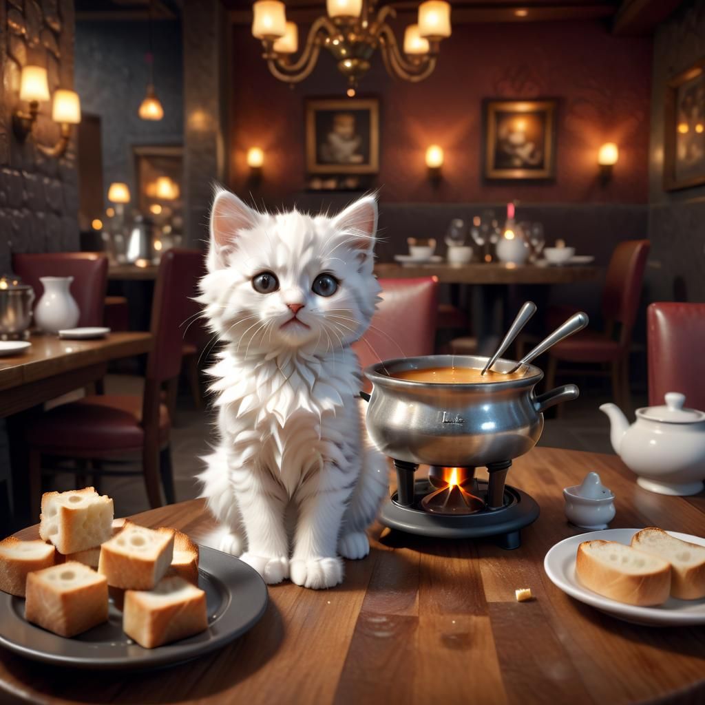 Fondue Kitten - AI Generated Artwork - NightCafe Creator