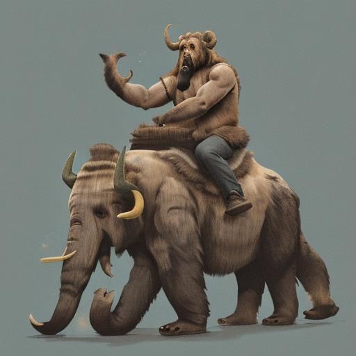 grizzly riding a mammoth fail 4 - AI Generated Artwork - NightCafe Creator