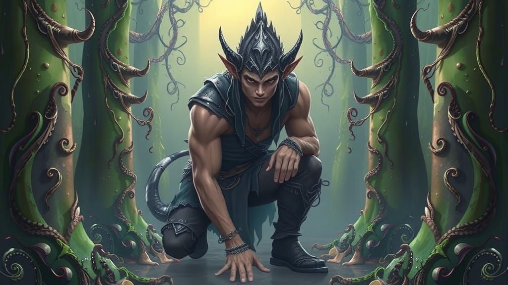 Dark Fae Warrior Unleashes Eldritch Finesse - AI Art