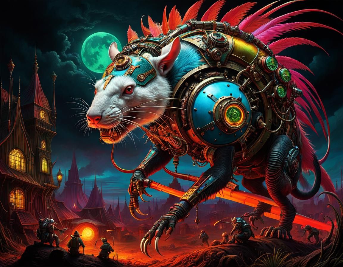 Trapped Like a Featherback Steampunk Cyber Rat - AI Generated Artwork ...