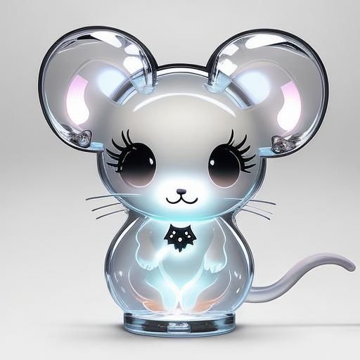 Adorable cute Bioluminescent chibi ghost mouse, adorable ghostly mouse ...