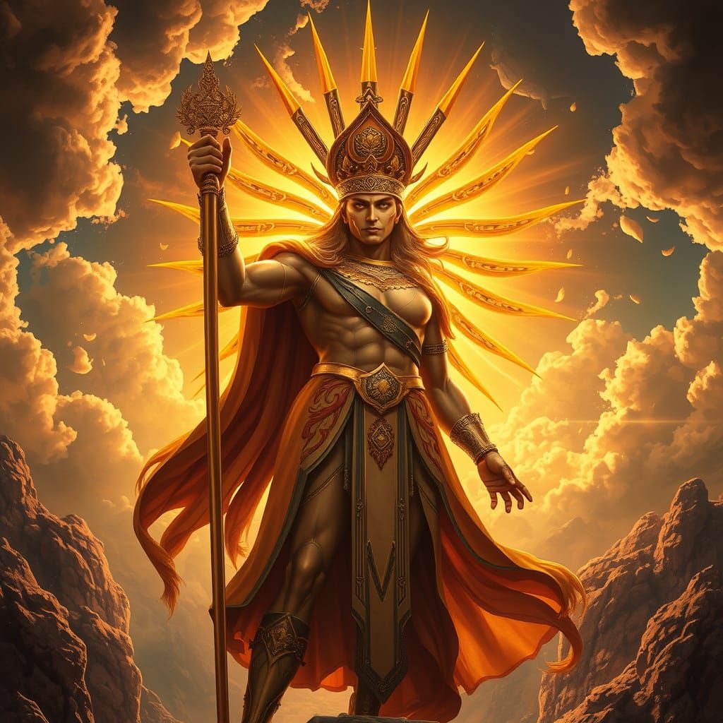 Hyper-Realistic Painting of the Iranian Sun God Mi... - AI Art