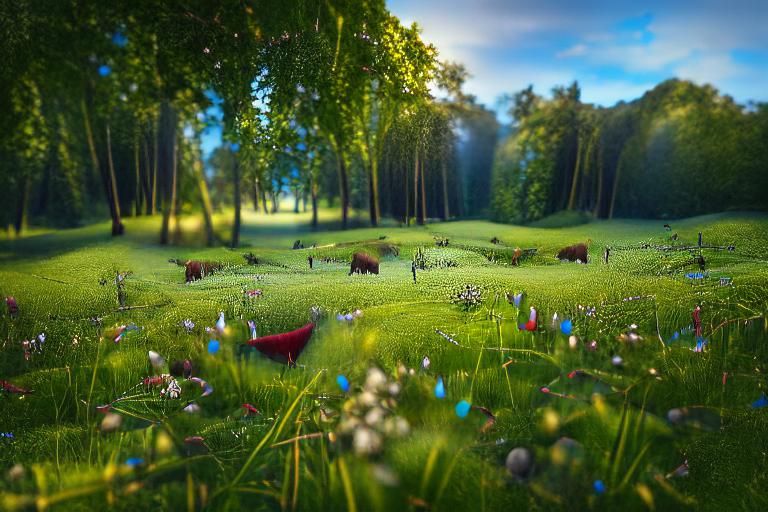 Beautiful lush meadow with woods beautifully lit David Inshaw [8K 3D 8k ...