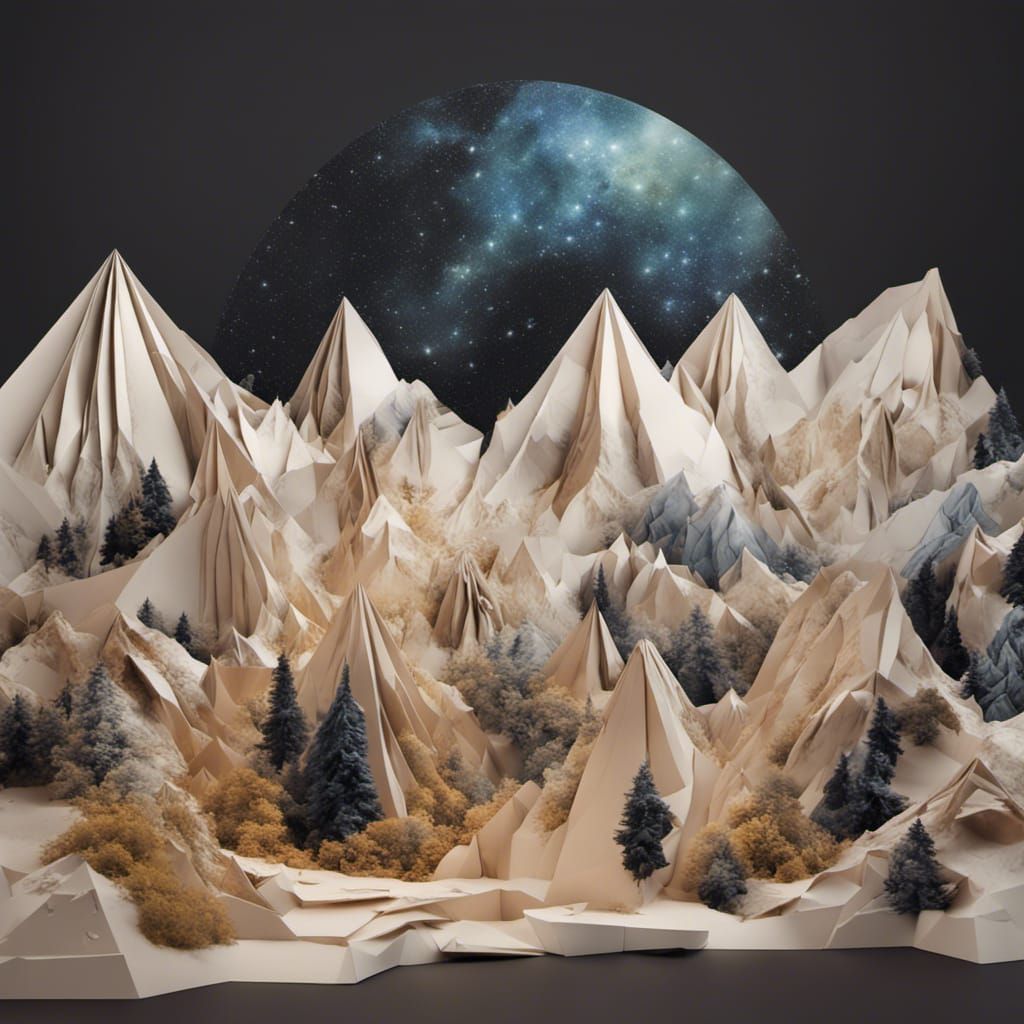 Starry Origami Valley - AI Generated Artwork - NightCafe Creator