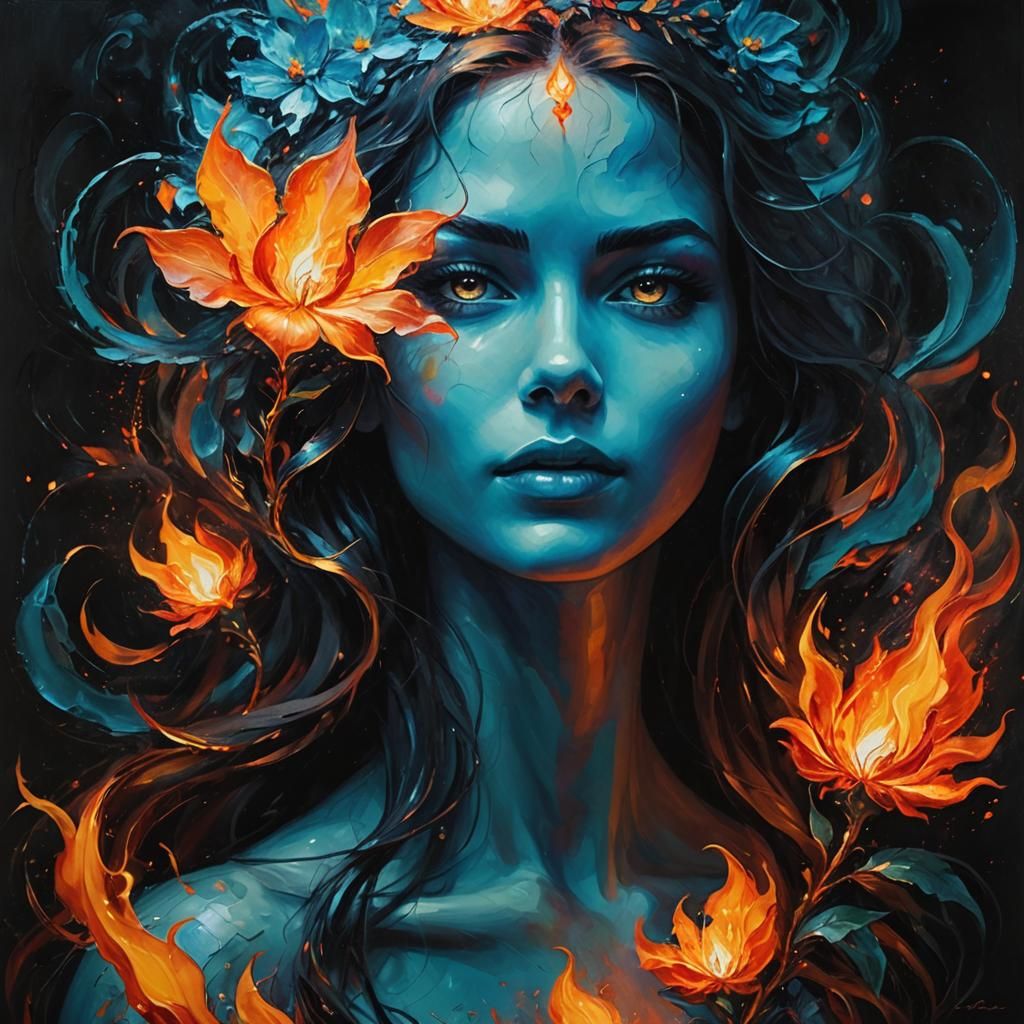 Fiery Portrait - AI Generated Artwork - NightCafe Creator