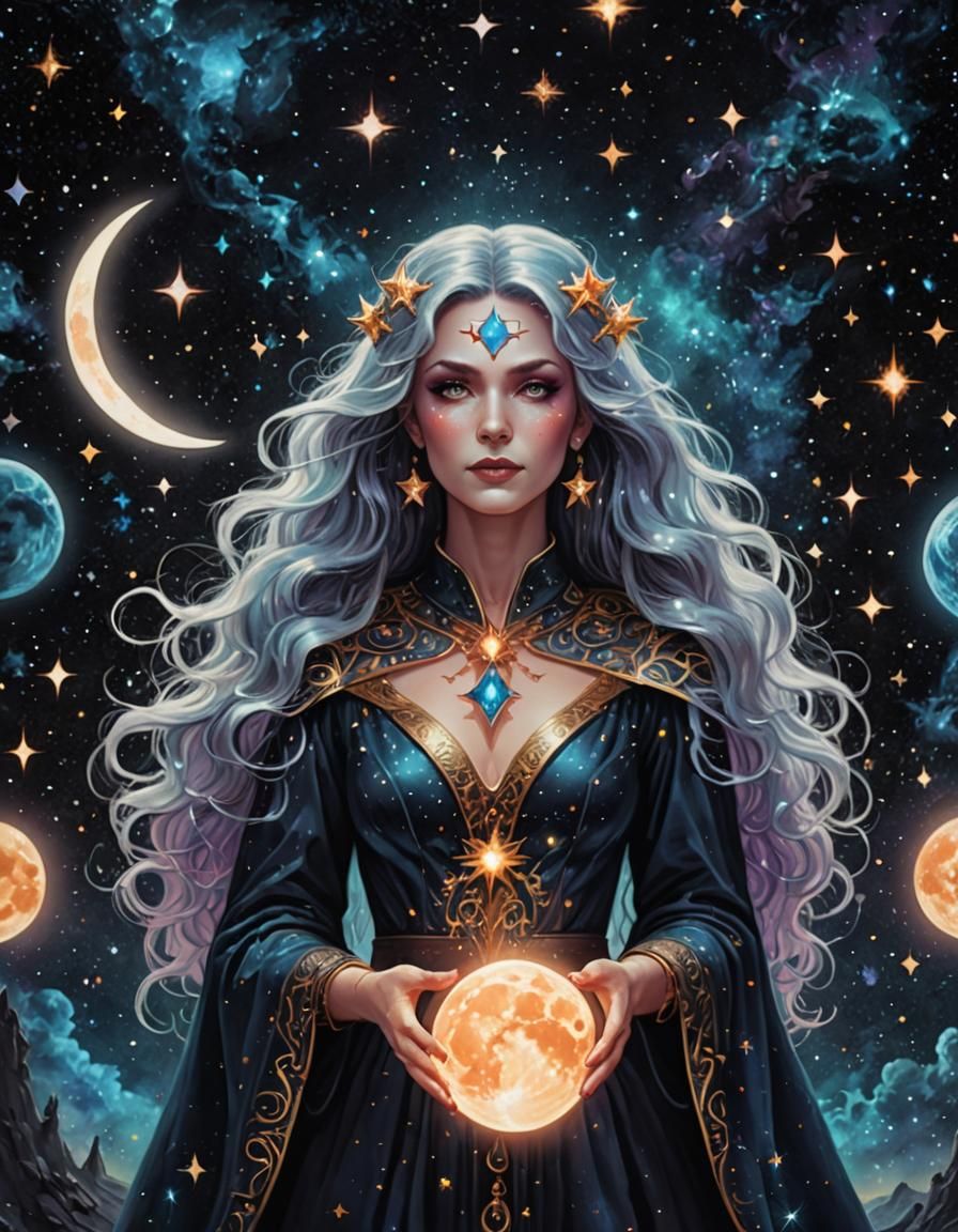 Moon Goddess Magic - AI Generated Artwork - NightCafe Creator