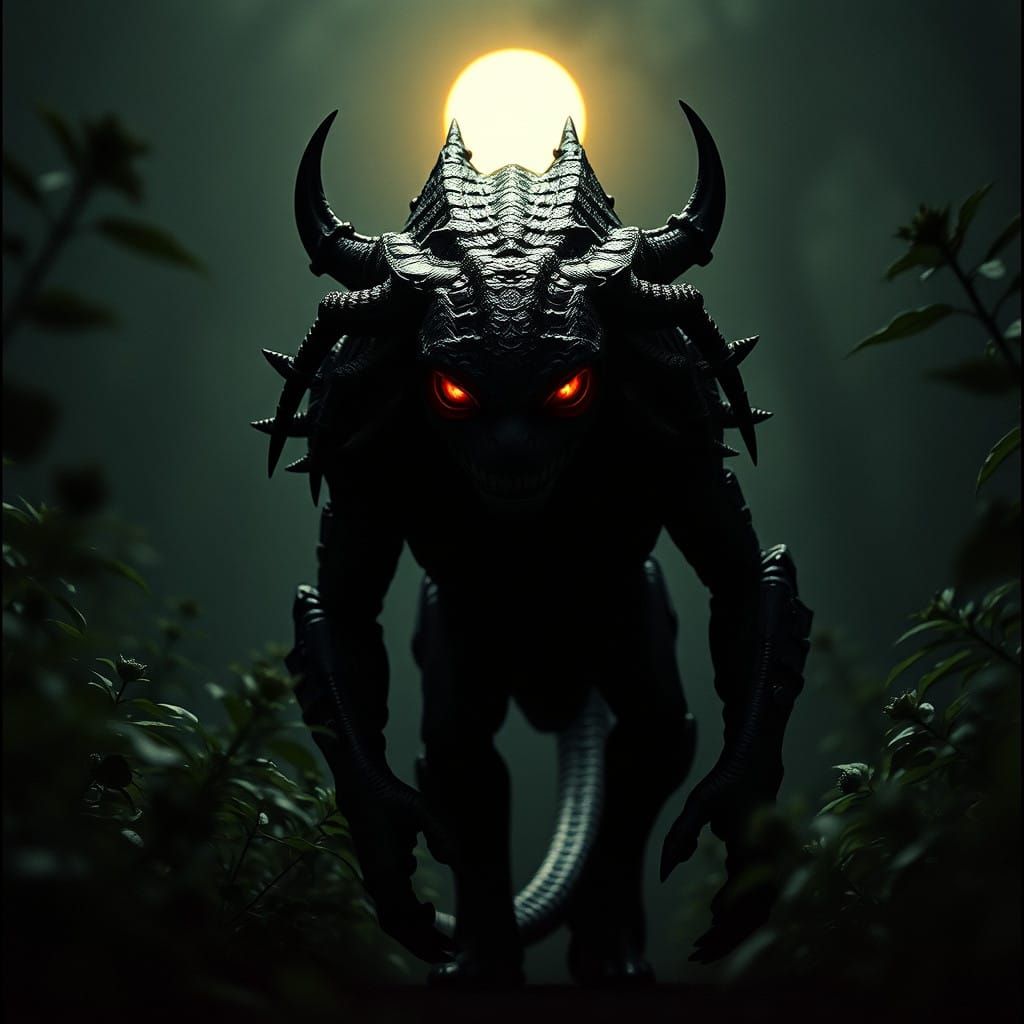 Criatura assustadora com corpo de touro, cascos de bode e a cabeça é um ...