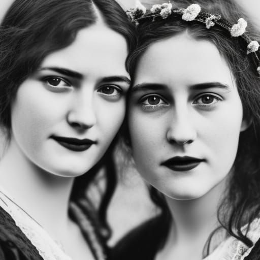 victorian style portrait photo of two young women - AI Generated ...