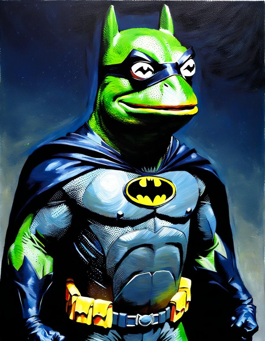 Kermit the Frog as Batman - AI Generated Artwork - NightCafe Creator