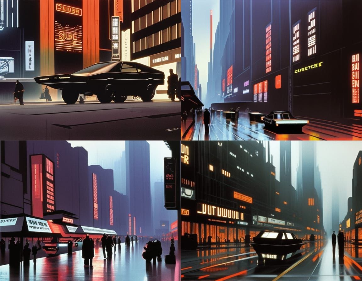 Blade Runner Street Scene by Syd Mead - AI Generated Artwork ...